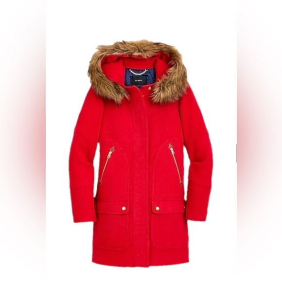 J. Crew | Jackets & Coats | Jcrew Red Coat With Detachable Furtrimmed ...